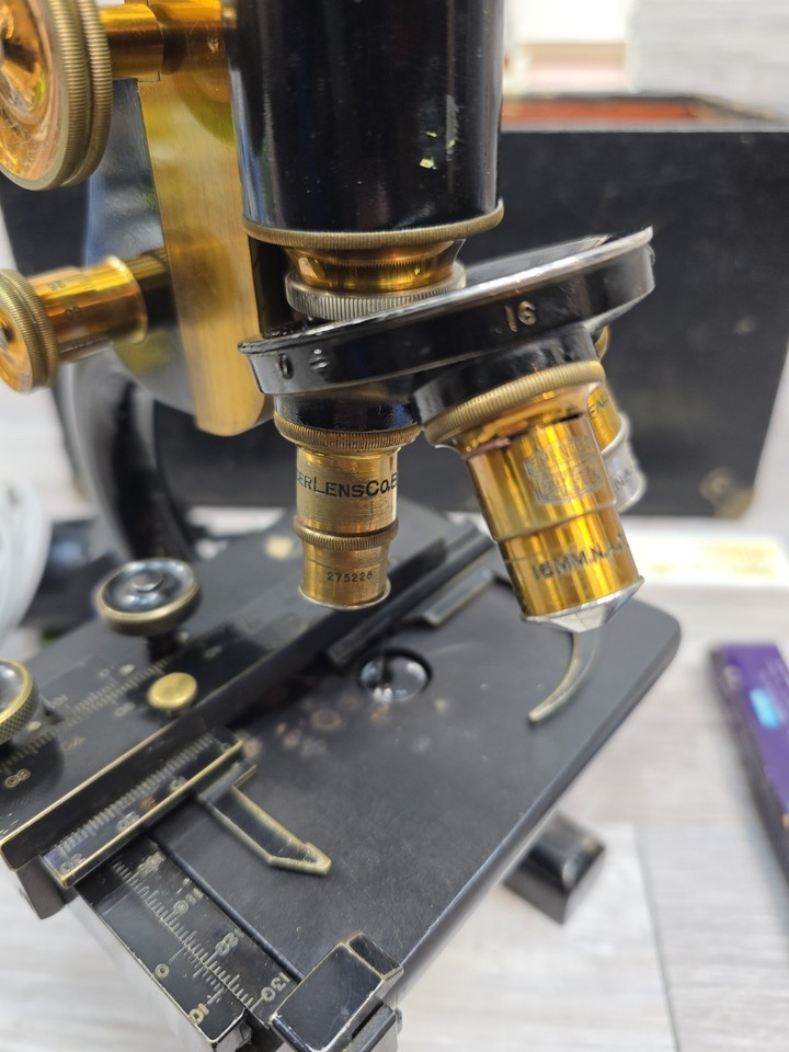 Vintage Antique Spencer Buffalo USA Microscope W/Case Light Slides | eBay