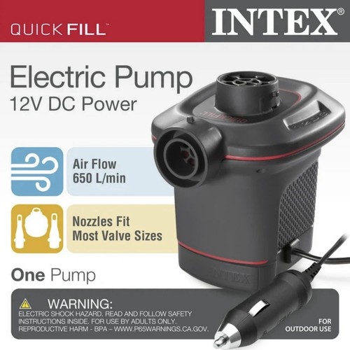 Intex Quick Fill DC Electric Air Pump 12V Car Plug Max Air Flow ...