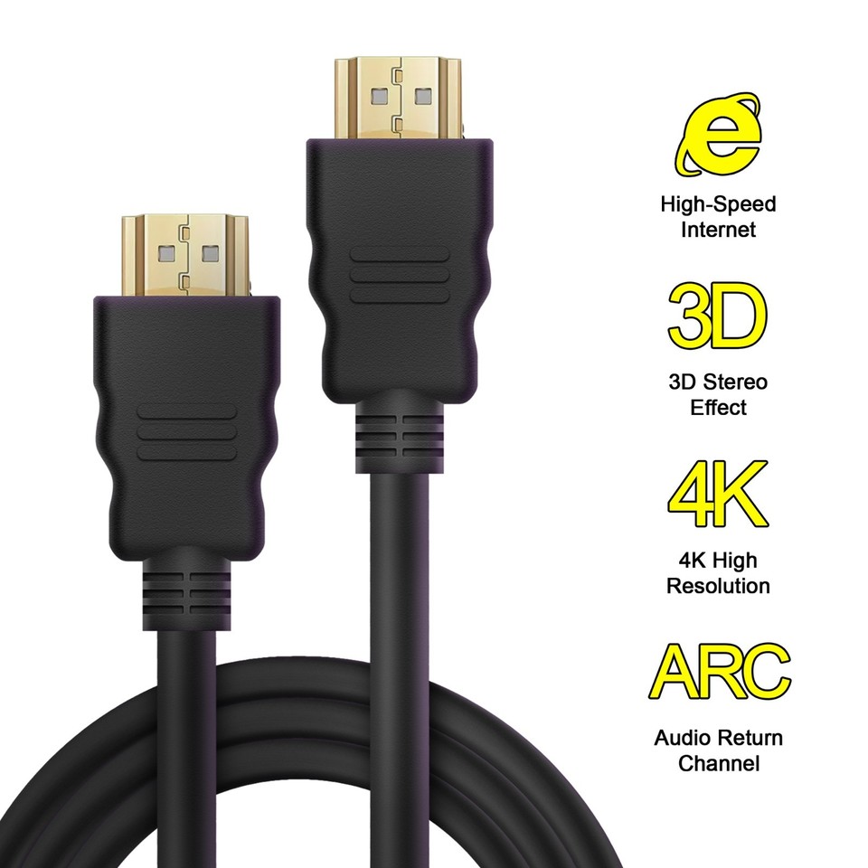 4K HDMI CABLE 2.0 HIGH SPEED GOLD PLATED FAST LEAD HD 2160P 3D HDTV ...
