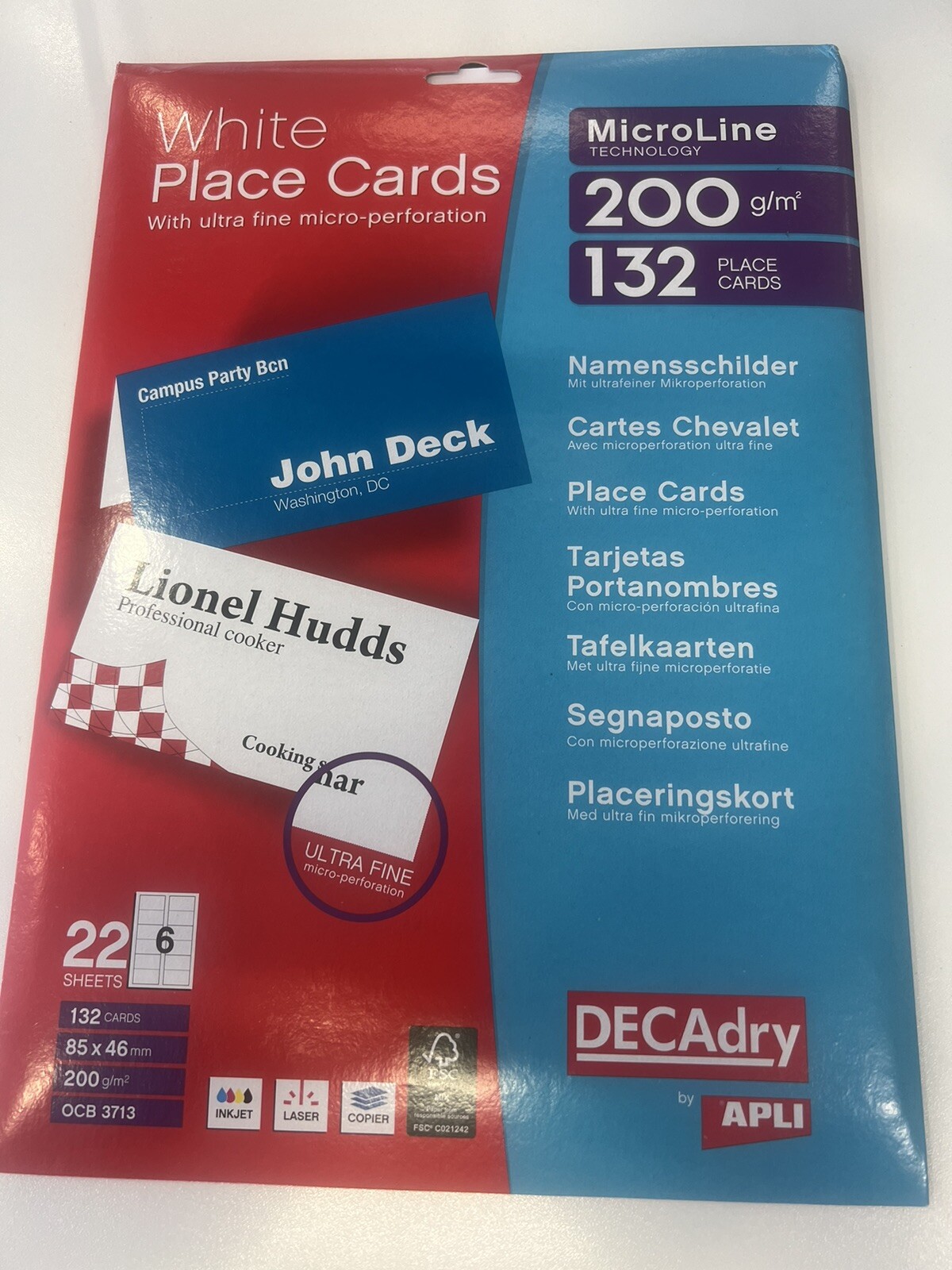 DECAdry DPOCB3713 200gsm Perforated Place Cards - Pack of 132 for sale ...