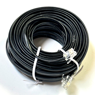 38' ft Telephone Extension Cord Black Phone Cable Wire Line W ...