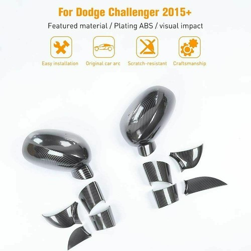 For 2009-20 Dodge Challenger Carbon Fiber Black Side Rear View Mirror ...