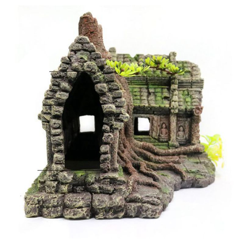 Resin Imitation Wooden Root House Ruins Aquarium Ornament Fish Tank ...