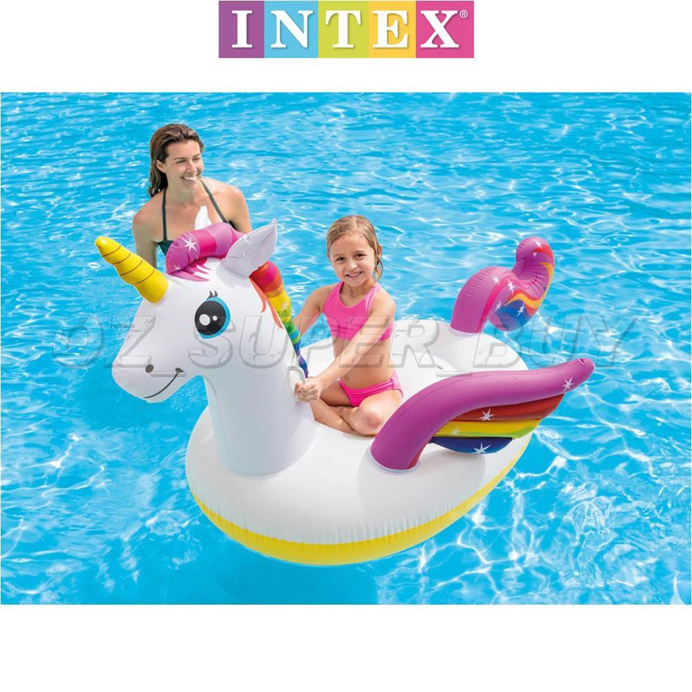 INTEX Giant Unicorn / Flamingo / Dragon Ride On Float Raft Swimming ...