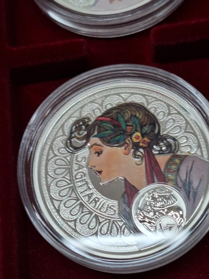 Niue 2010 - 2011 A. "Mucha Zodiac" 12x1$ Silver Coin Set *RARE* | eBay
