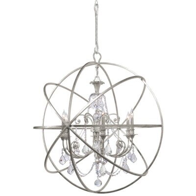 Crystorama Solaris 6 Light Crystal Silver Sphere Chandelier II - 9219 ...