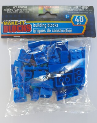 Make-It Blocks 48 Pieces Blue Building Blocks Fits All Leading Brands ...