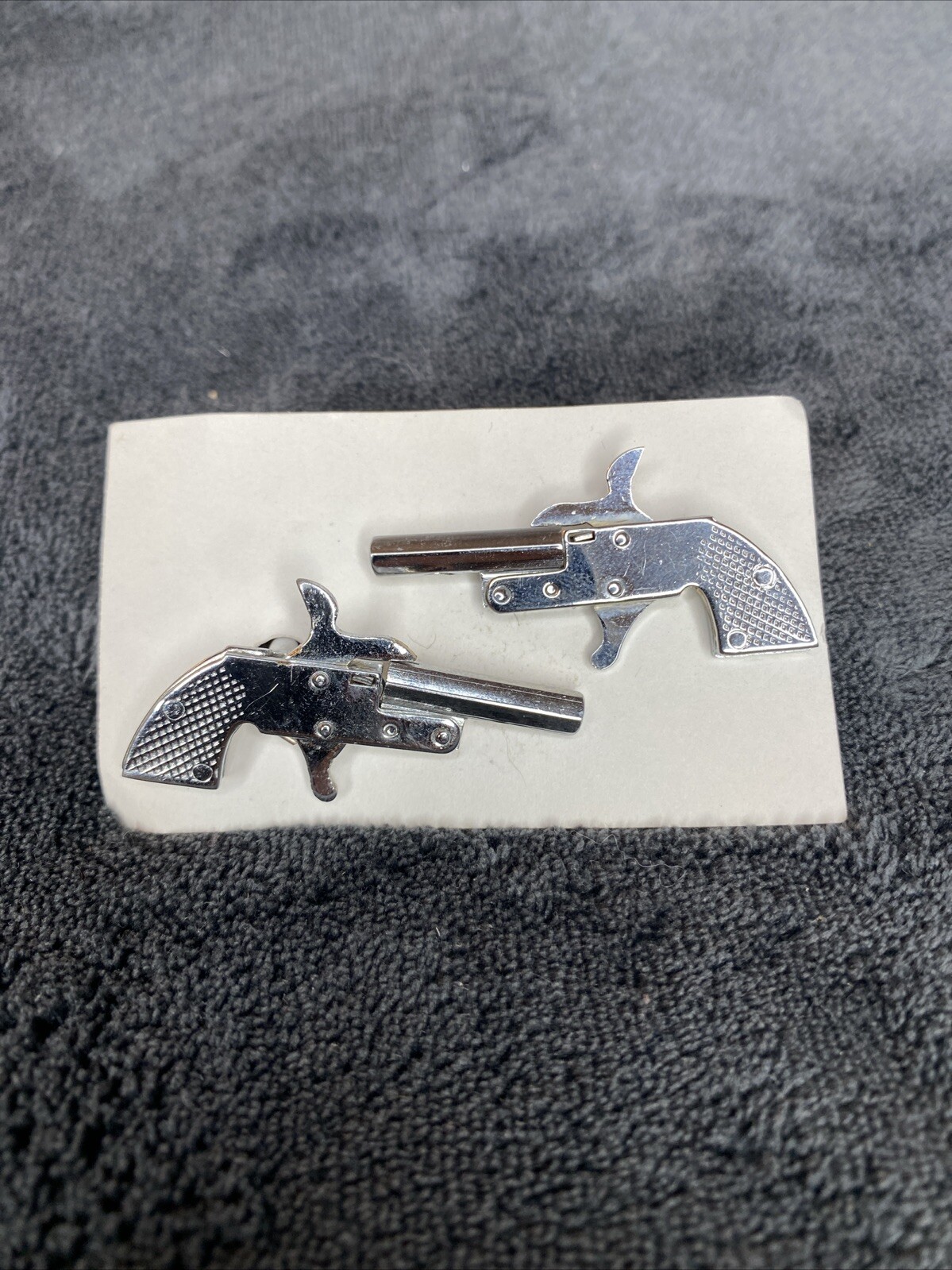 Vintage Mechanical Gun Revolver Silver tone Japan Men… - Gem