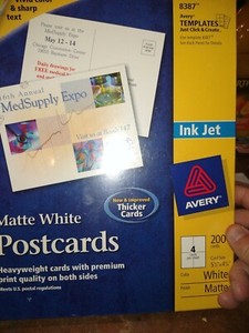 New AVERY 8387 MATTE WHITE INK JET POSTCARDS 200 CARDS 5 1/2 x 4 1/4 ...