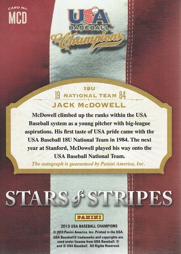 2013 USA Champions Baseball Stars & Stripes Auto #MCD Jack McDowell /364 | eBay