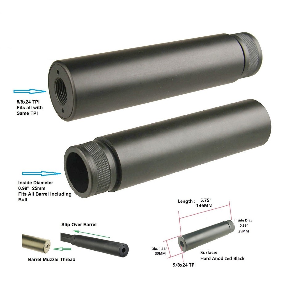 5/8X24 TPI 308 300BLK 338 Slip Over Barrel Cover Solid Aluminum Tube ...