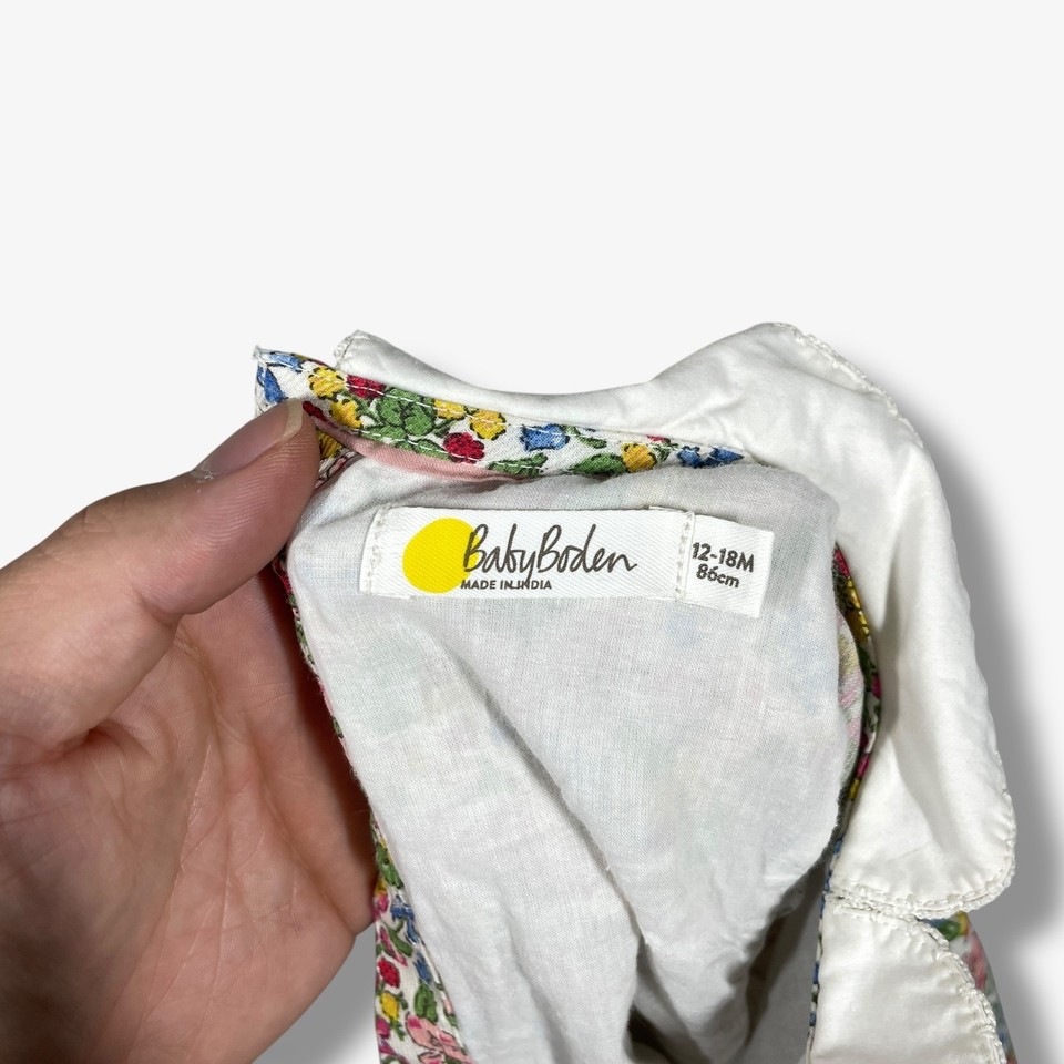 Baby Boden Floral Print Dress Toddler Boho Peter Pan Collar Size 12 18 ...