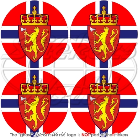 NORWAY Norwegian Flag, Coat of Arms Roundels 50mm (2") Vinyl Stickers ...