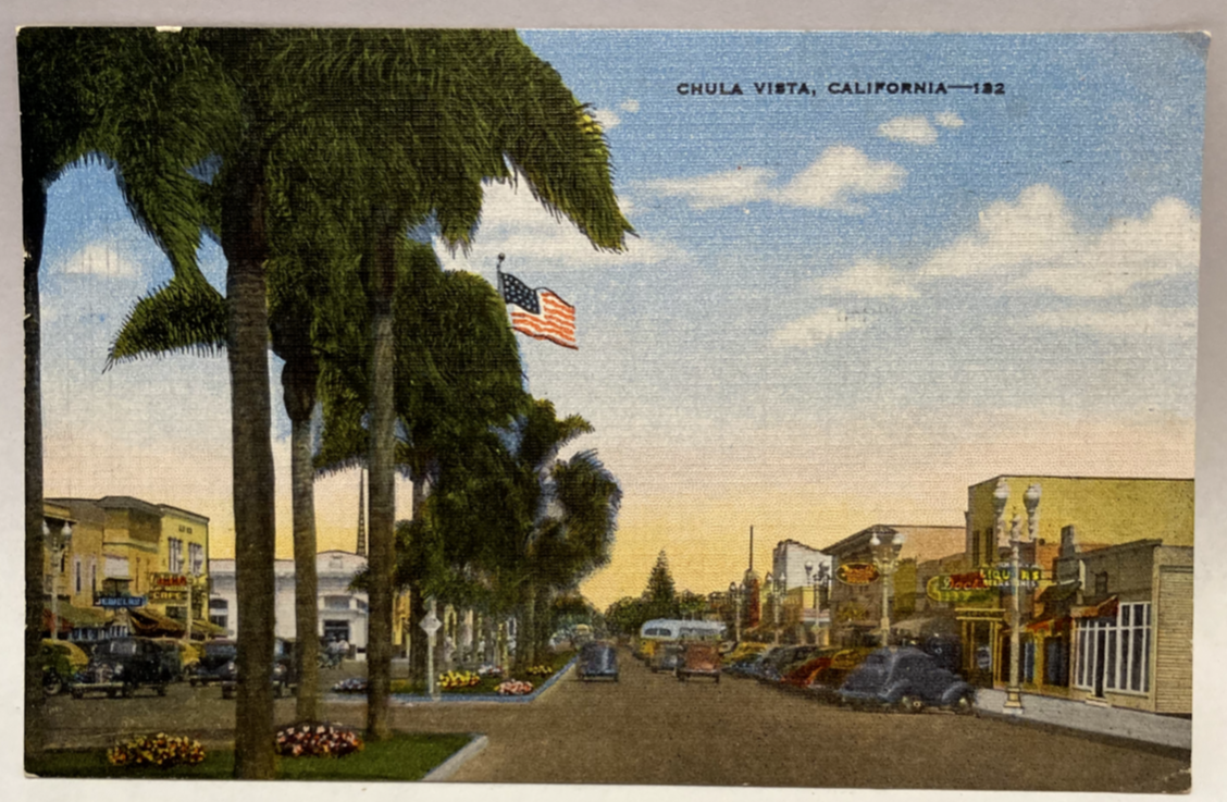 Chula Vista, Street View, Antique Cars, California CA Vintage Postcard ...
