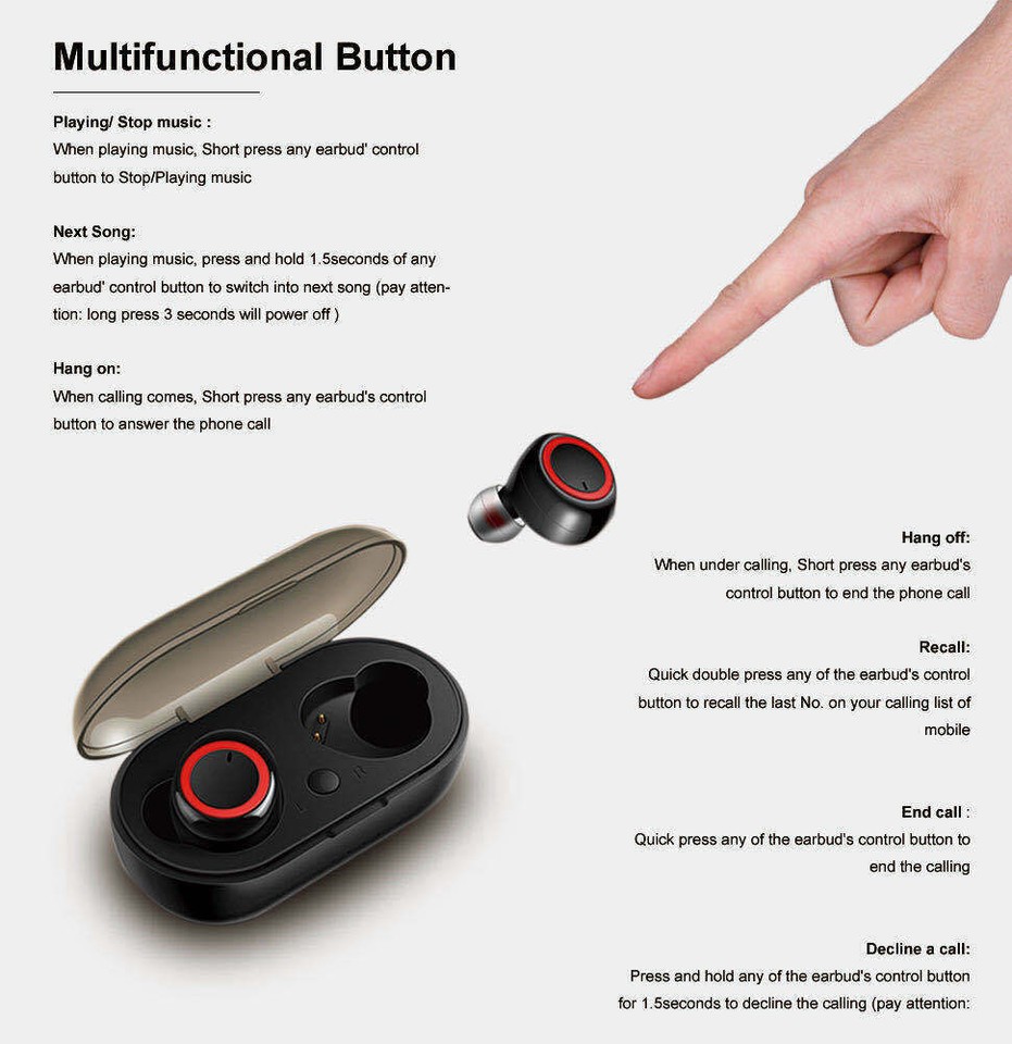 A-TECH Bluetooth Earbuds Wireless Earphones Noise Canceling Stereo ...