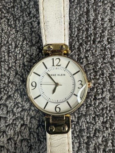 Anne Klein Women’s Watch White 10/9168 Y121E Leather Authentic 100ft ...