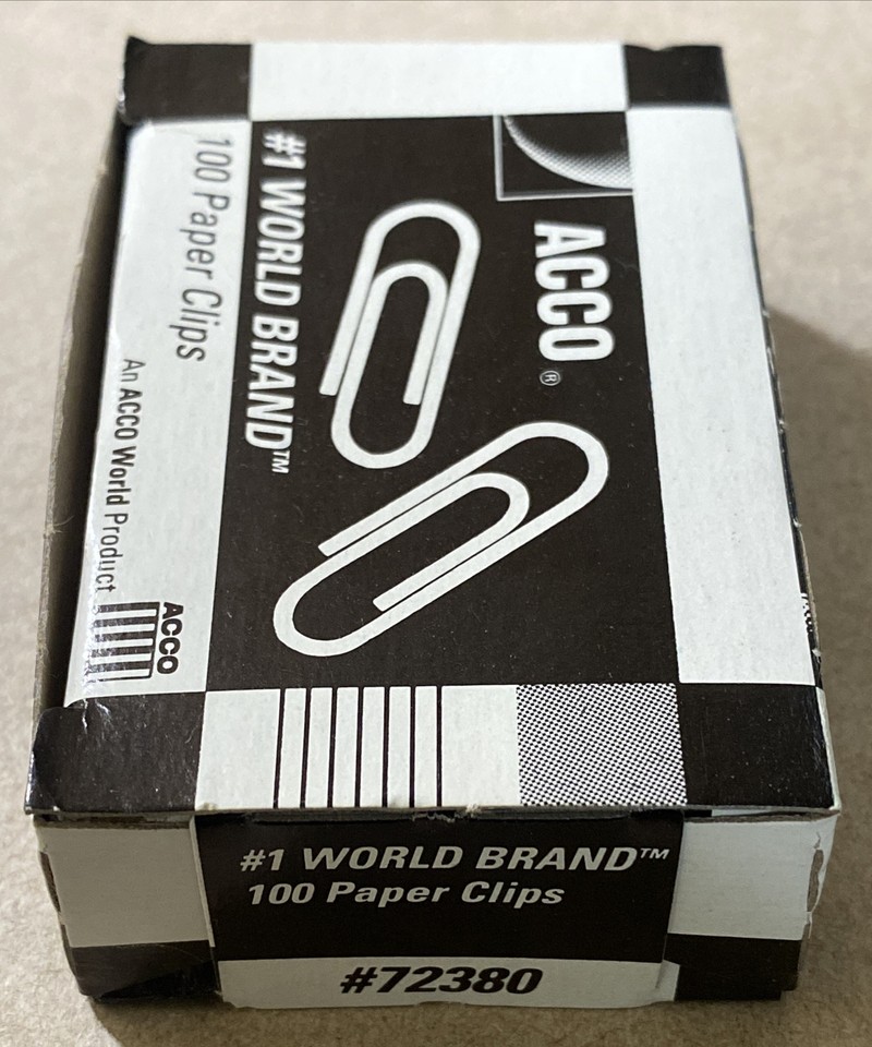 ACCO Paper Clips Standard One (1) Box of 100 - 72380 - NOS - Vintage | eBay