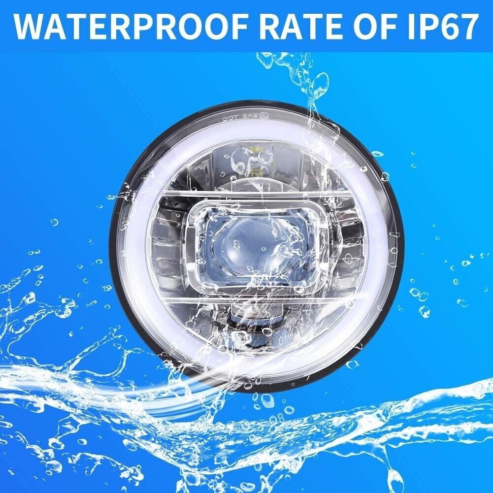 7" Round 6014/6015/6024 WHITE LED SMD Halo Headlights Replacement | eBay