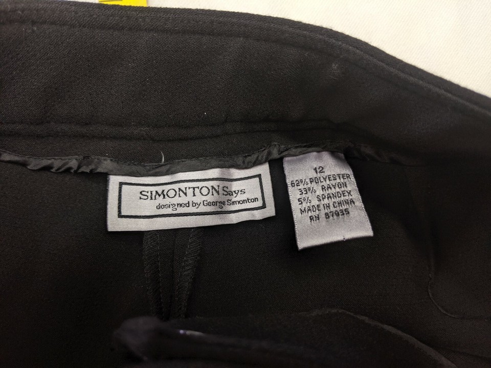 Simonton Says George Simonton Women's 12 Elastic Waist Black Casual ...