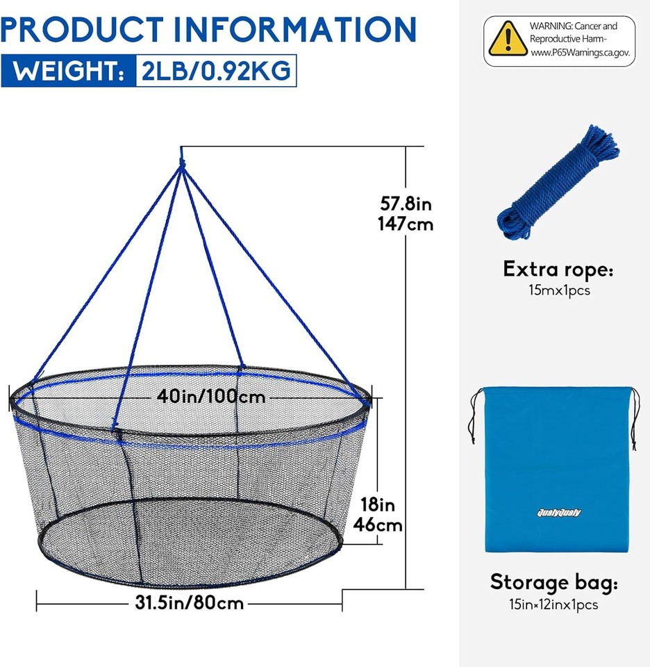 Foldable Fishing Net Landing Fishing Pier Nets Pulling Up Fish Rope ...