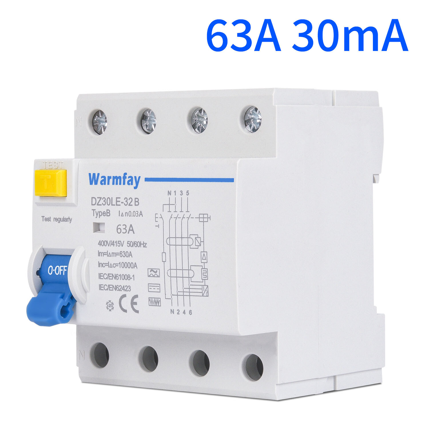 FI Schutzschalter RCD Typ B Allstromsensitiv 4polig ...