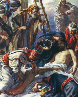 Catholic print picture-Jesus Taken Down from Cross C-8" x 10" ready to ...