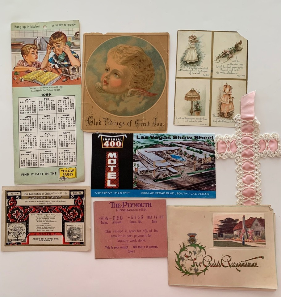VINTAGE MIXED EPHEMERA PAPER LOT JUNK JOURNALING GREETING BOOKLETS, ETC ...