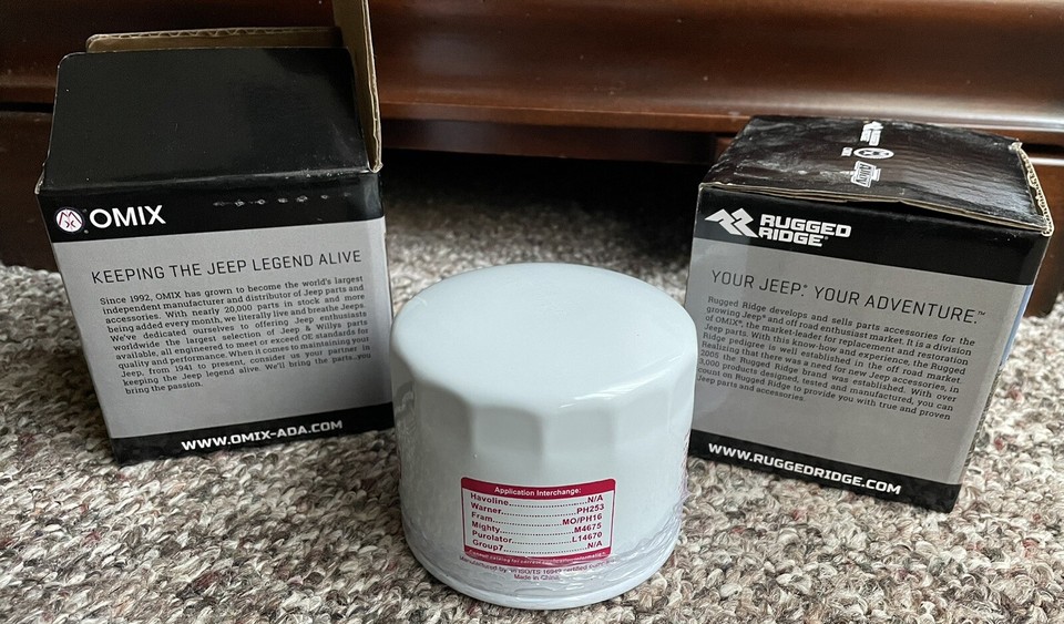 Jeep 4.0L, ‘91-‘08, Rugged Ridge, Omix, 2-Oil Filter Replaces Mopar ...