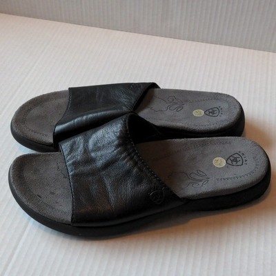Ariat Black Leather Slide Sandals Size 6.5 | eBay