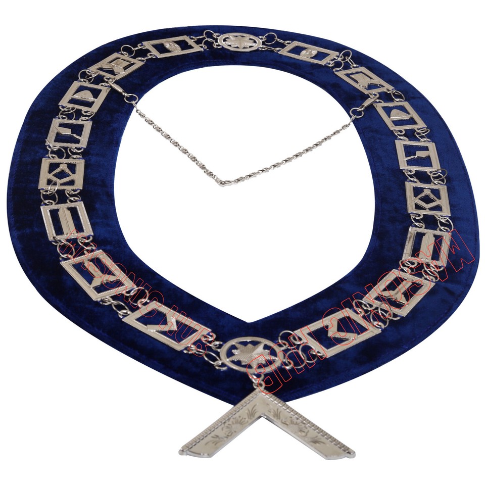 Masonic Mason WORSHIPFUL MASTER SILVER Jewel Collar and EMBROIDERED ...