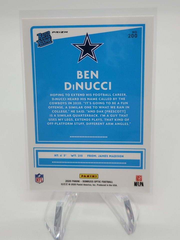 Ben Dinucci 2020 Donruss Optic Pink RC Dallas Cowboys Rated Rookie #200 ...