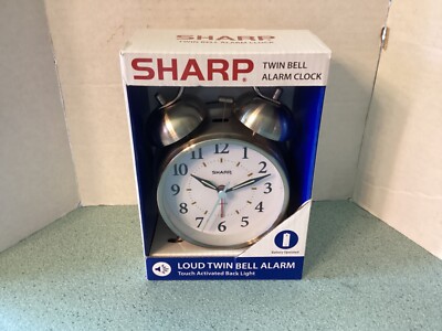 Sharp Twin Bell Alarm Clock Metal Bells Touch Activated Back Light NIB ...