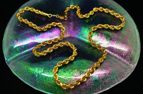 21" 14K Yellow gold spiral rope chain necklace 4.5mm 12.3 grams -Made ...