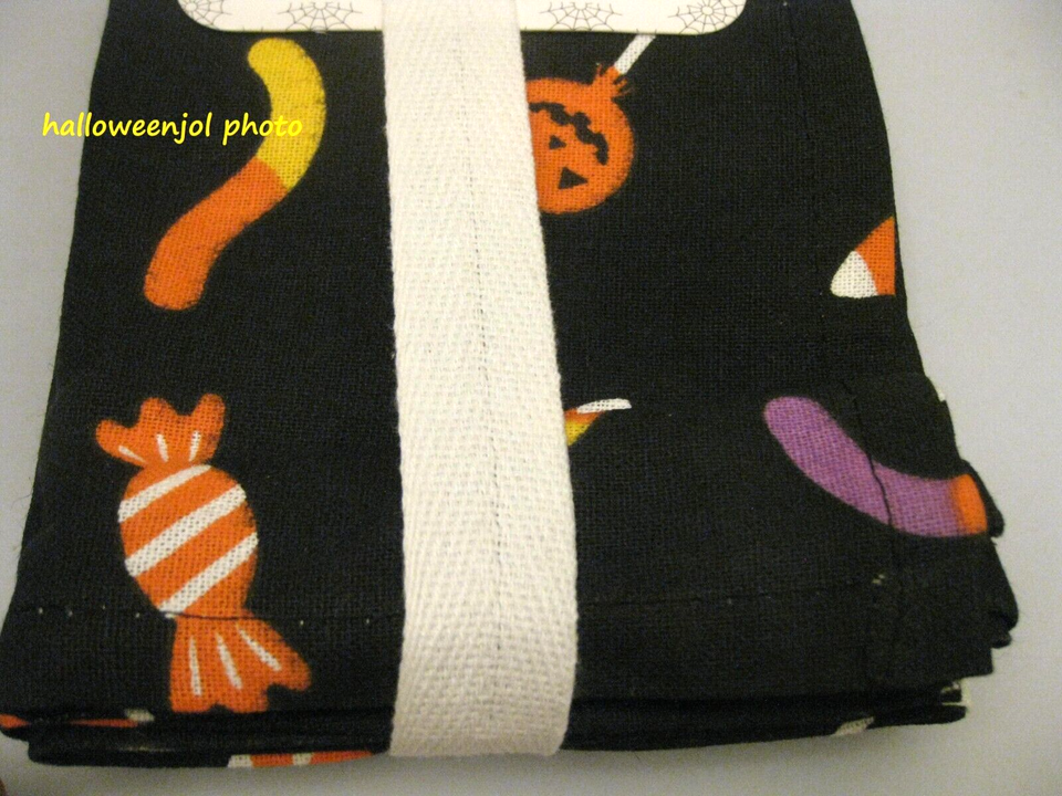 NOVOGRATZ HALLOWEEN CANDY CORN PUMPKIN Cloth Fabric Napkins 18x18 Set ...