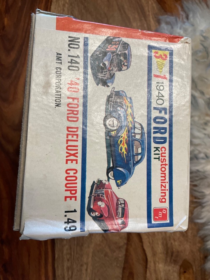 VTG 1940 AMT Ford Deluxe Coupe 3-in-1 Model Kit Complete w/ Box ...