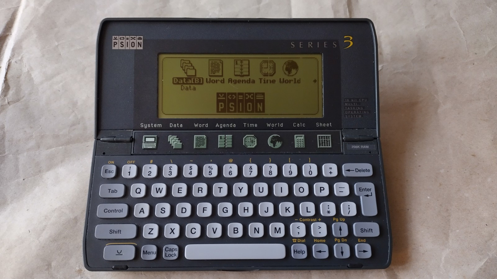 Psion Series 3 256K-s with charger, leather case, 128K SSD flash disk ...
