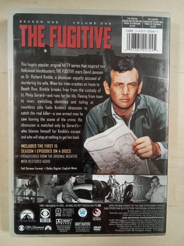 The Fugitive: Season One Volume 1 (DVD, 1963) Very Good/Free Shipping ...