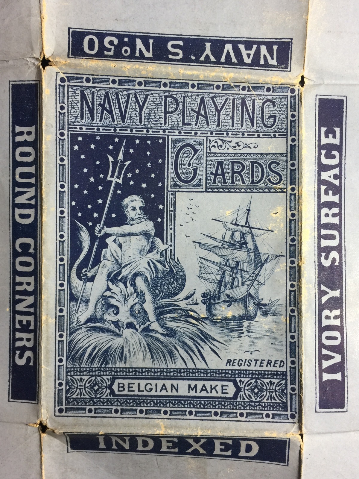 c1885 Navy Playing Cards Poseidon Sea Ship Wrapper Ant. Van Genechten ...