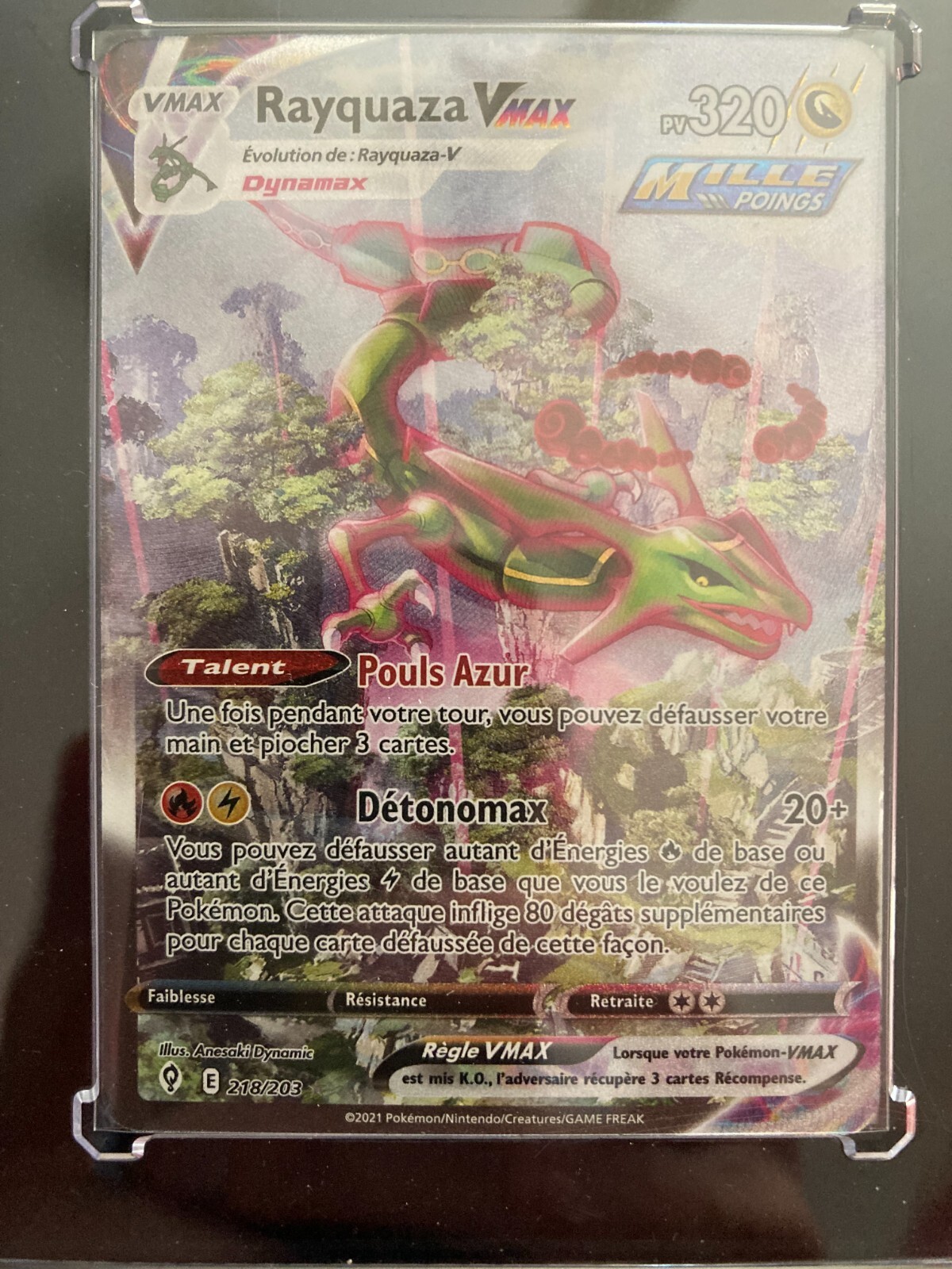 carte pokemon RAYQUAZA VMAX alternatif secrete 218/203 evolution ...