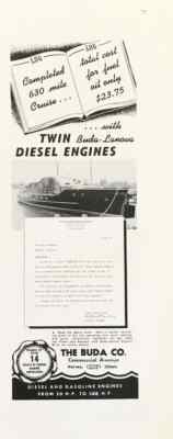 1941 PRINT AD Buda Diesel and Gasoline Marine Engines Harvey Illinois ...
