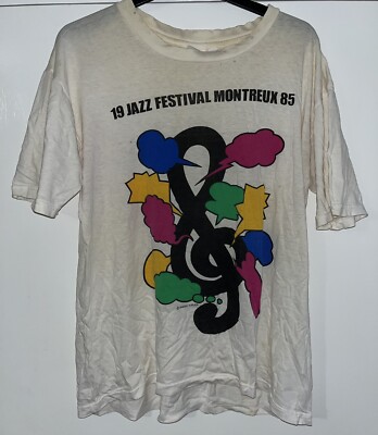 Vintage 1985 80’s 19 Montreux Jazz Festival Art T Shirt, Shigeo Fukuda ...
