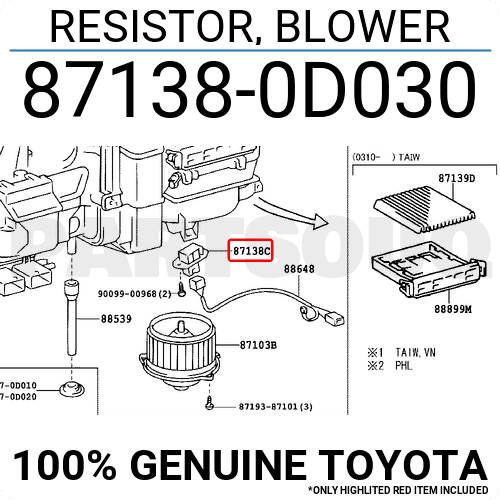 871380D030 Genuine Toyota RESISTOR, BLOWER 87138-0D030 | eBay