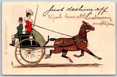 "Just Dashing Off" Tuck's "Write Away" Woman Drives Cart - 1902 ...