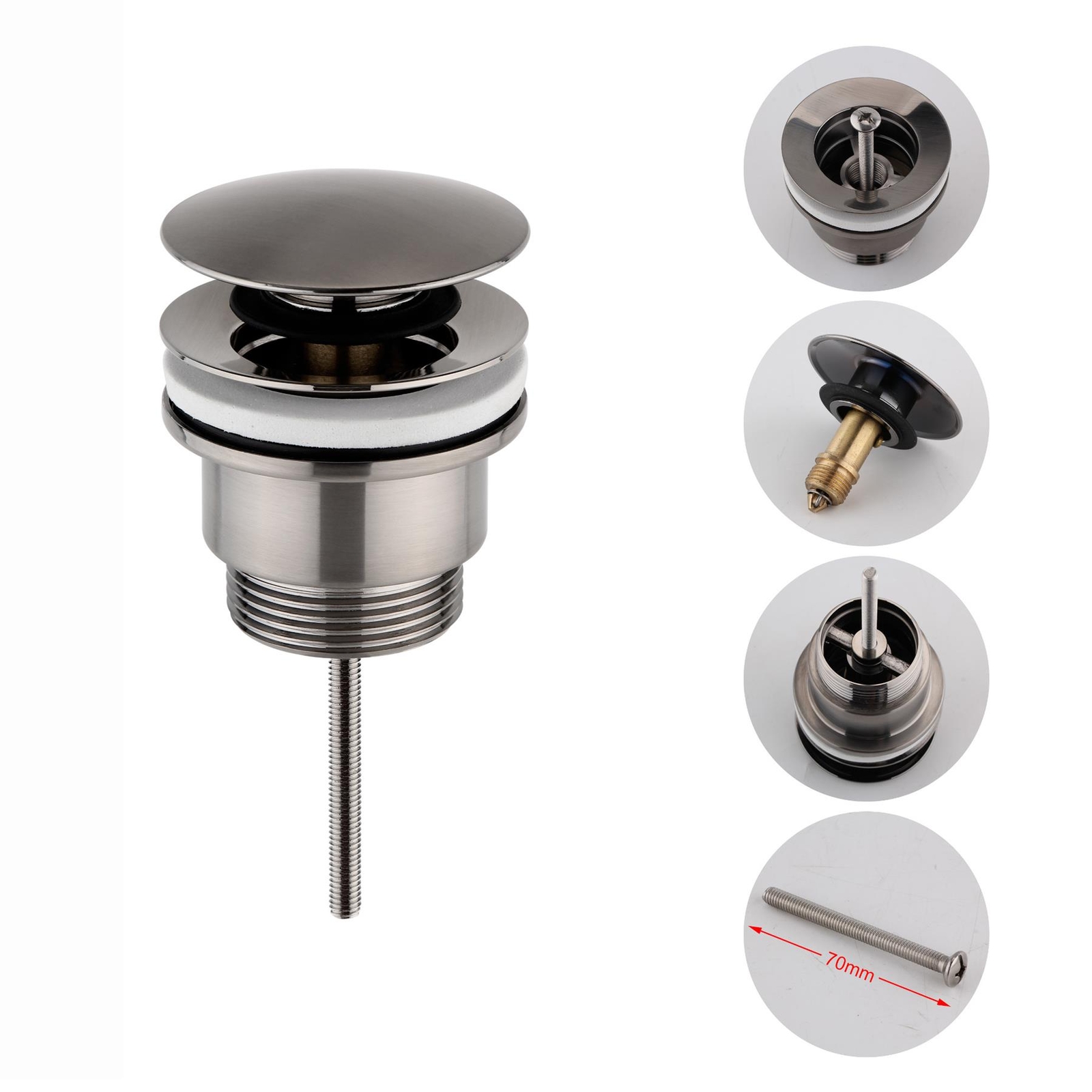 Universal Basin Waste Round Pop Up Plug Bathroom Gunmetal Grey Brass ...