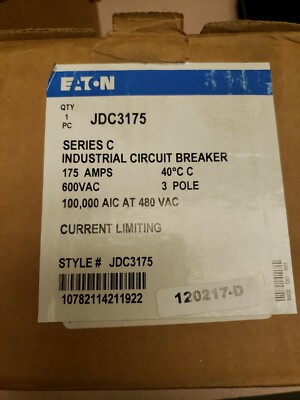 NEW IN BOX - EATON CUTLER HAMMER JDC3175 175 AMP 600V JDC 100K | eBay