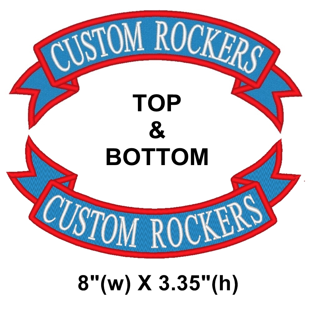 Custom Embroidered Top and Bottom Rocker Ribbon Sew on Patch Biker ...