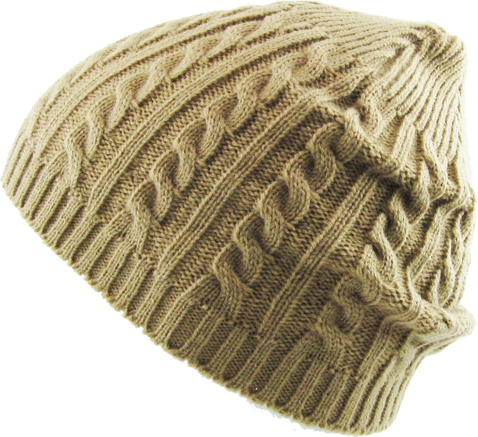 Cable Knit Beanie Solid Cuffless Trendy Stretchy Winter Hat Ski Cap | eBay