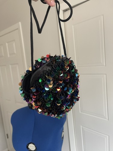 1980s Columbine Brand Vintage Circular Sequin and Beaded Purse w ...