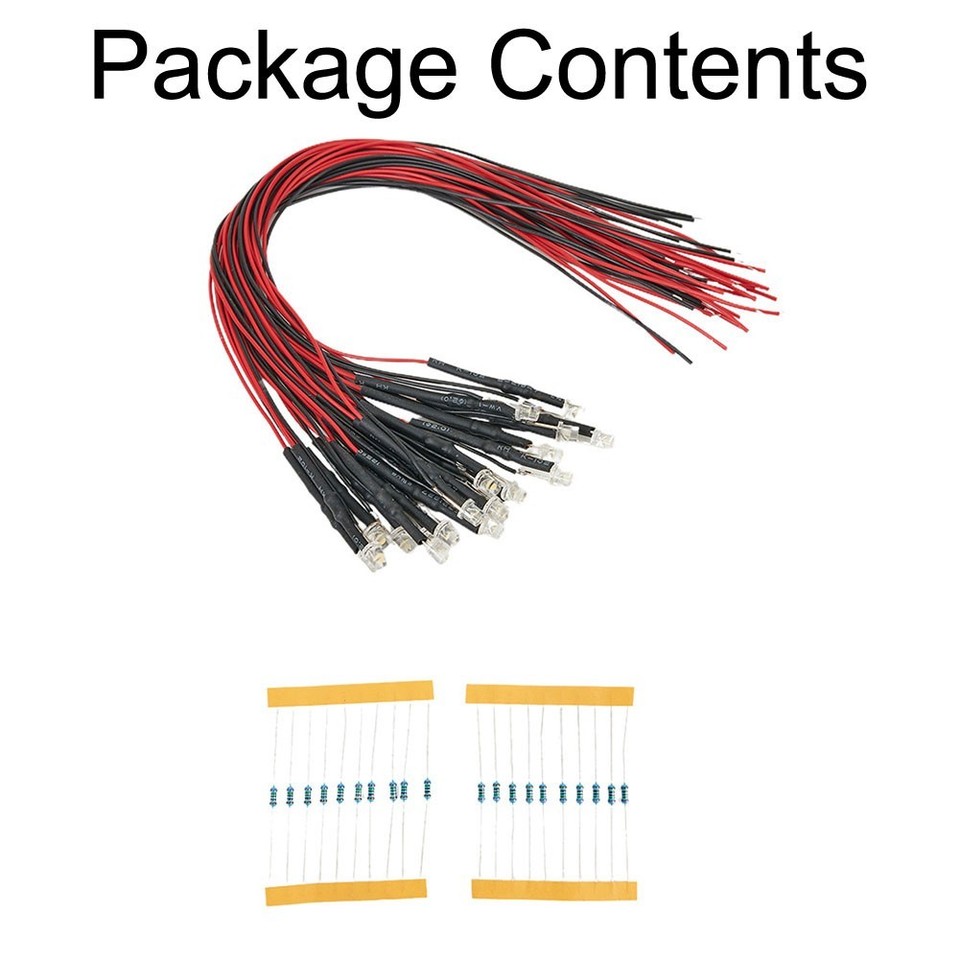 Brand New 20*LED Light Strip Led Lamp Light With Cable 20*Resistor 20mA ...