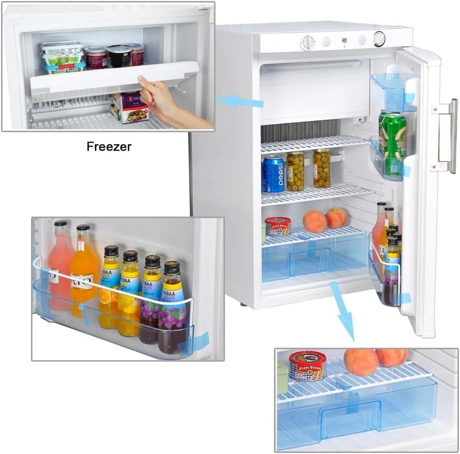 12V 110V Propane Fridge Freezer Campervan Caravan LP Gas Refrigerator 3 ...